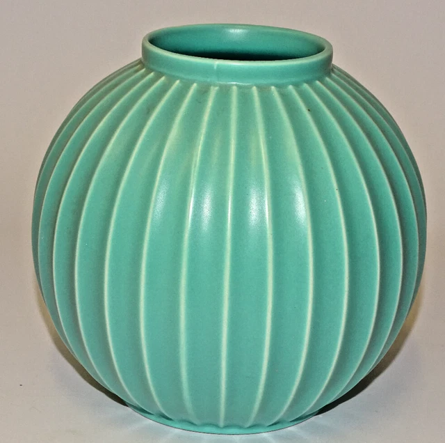 POOLE POTTERY TURQOISE Globe Ribbed Vase Freeform Tea Set Dinner ...