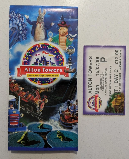 1996 ALTON TOWERS Theme Park Map Guide Leaflet Vintage, Rare Edition *EXCELLENT* £79.99 ...