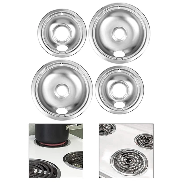 HEAVY DUTY STAINLESS Steel Drip Pan Kit 2pcs WPW10196406 + 2pcs ...