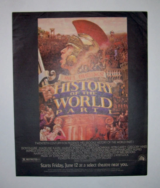 HISTORY OF THE World Part I (Mel Brooks) US Release 1981 Poster Type Movie Ad £8.89 - PicClick UK