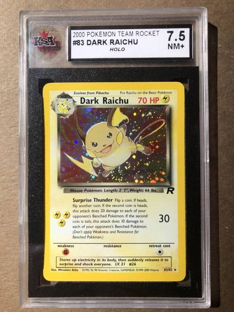 DARK RAICHU 83/82 Team Rocket Unlimited Swirl Holo Rare Pokemon Card ...