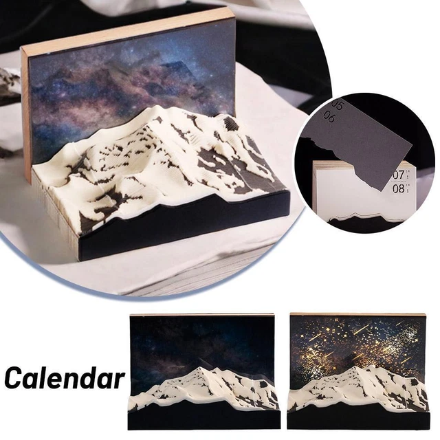 3D CALENDAR 2025, Timepiece Calendar 2025, Snow Mountain Notepad Paper ...