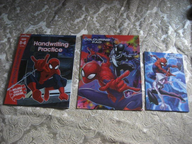 MARVEL SPIDER MAN Sticker Colouring Handwriting Practice Activity Book ...