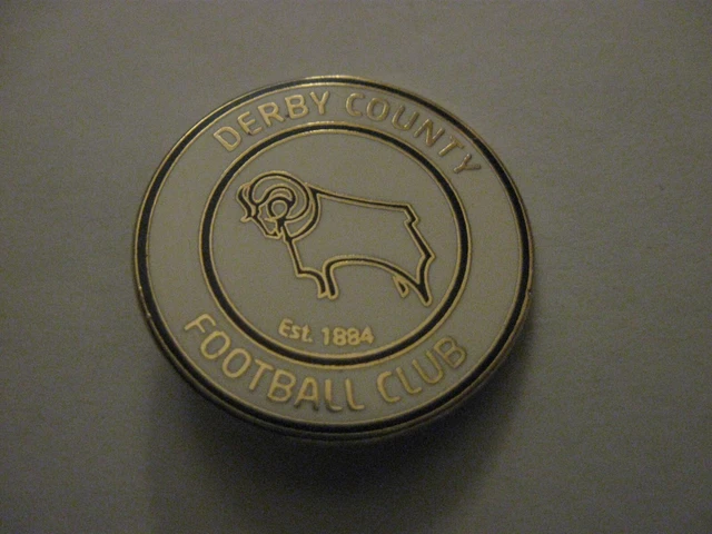 RARE OLD DERBY County Football Club Large Round Enamel Brooch Pin Badge ...