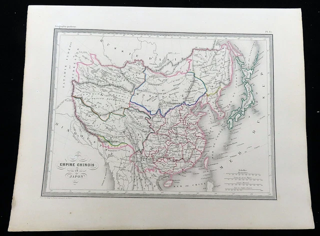 ANTIQUE MAP OF The Chinese Empire China Japan Asia Hand Coloured ...