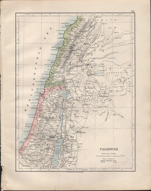 1914 MAPPA ~PALESTINA~ Samaria Galilea Decapolis Judra Fenicia EUR 33 ...