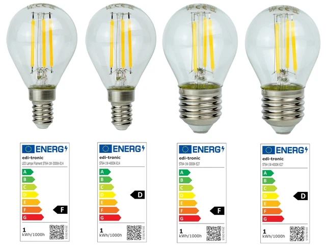 LED LAMPE FILAMENT 12V DC AC 1 Watt E14 E27 3000K warmweiß 4000K ...