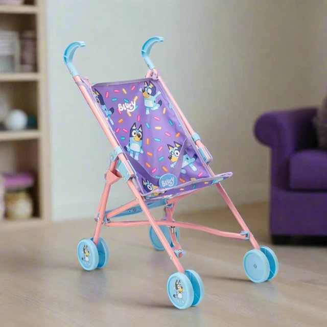 BLUEY DOLLS FOLDABLE Purple Buggy Childrens Bluey Baby Doll Stroller ...