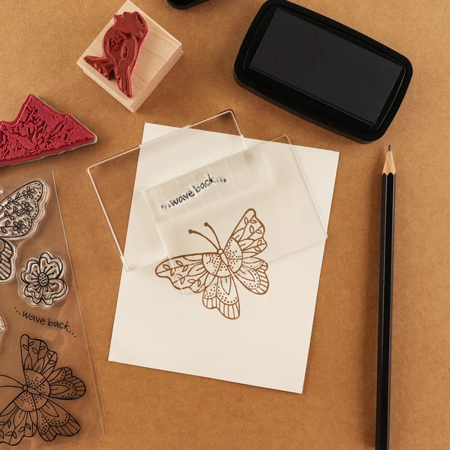 SMALL CLEAR ACRYLIC Square L-shaped Stamp Positioner kit For Craft ...