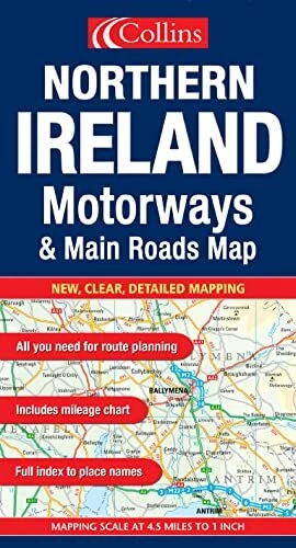 MOTORWAYS AND MAIN Roads Map Northern Ireland (Motorways & ... Sheet ...