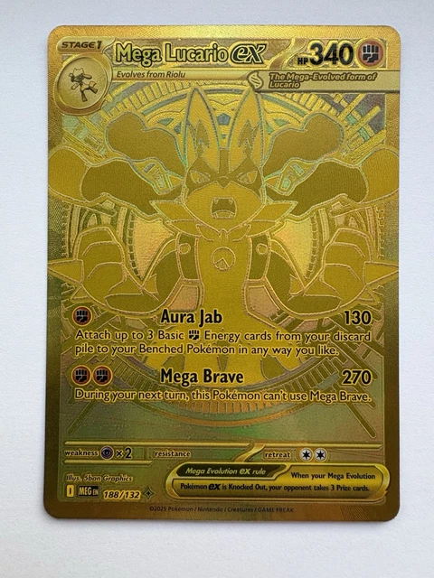 MEGA LUCARIO EX 188/132 Me01: Mega Evolution Gold Holo £208.70 ...