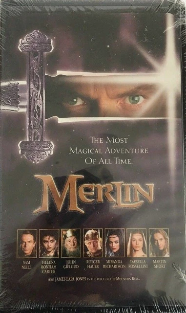 Merlin Vhs Clamshell Sam Neil Helena Bonham Carter Raro Vintage