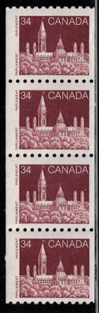 CANADA - SCOTT 952iii - VFNH - COIL STAMP - STRIP OF 4 - PARLIAMENT ...