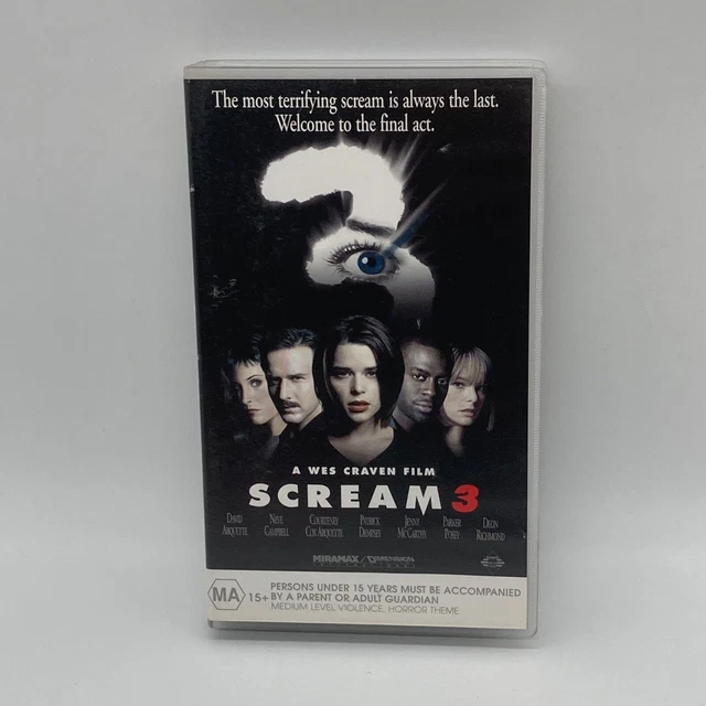 SCREAM 3 VHS Horror Wes Craven Neve Campbell Movie Video Tape Slasher ...