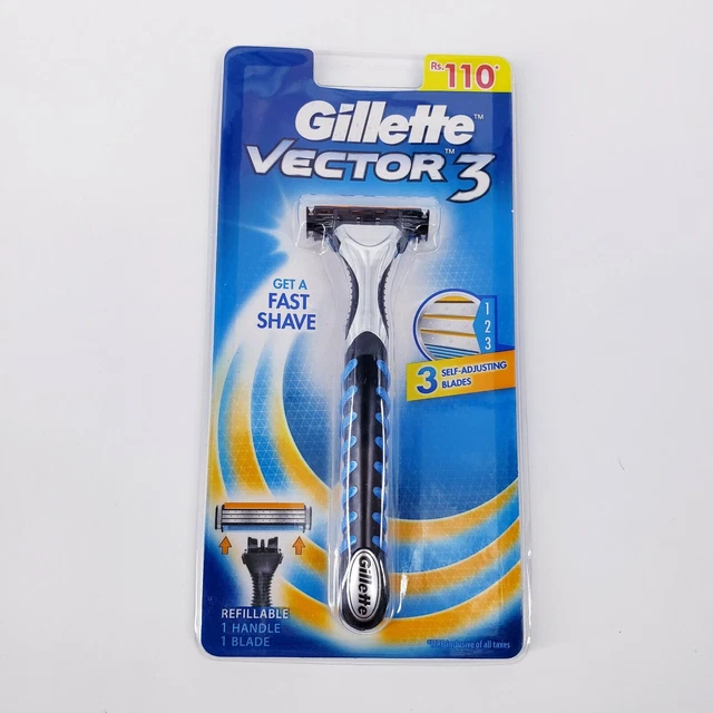 GILLETTE VECTOR-3 RAZOR Handle for Sensor Excel Cartridge + Free ...