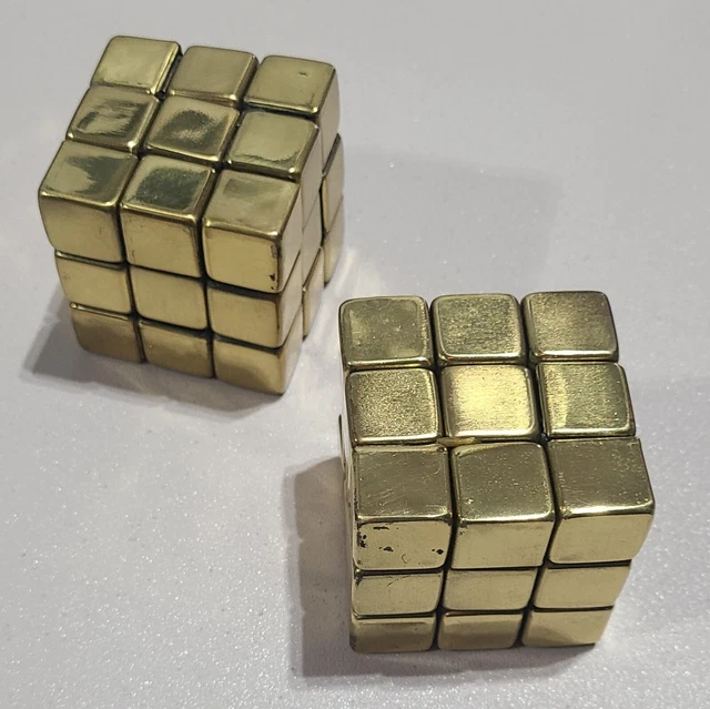 RARE VINTAGE RETRO Collectible Brass Rubik's Rubix Cube Metal Art ...