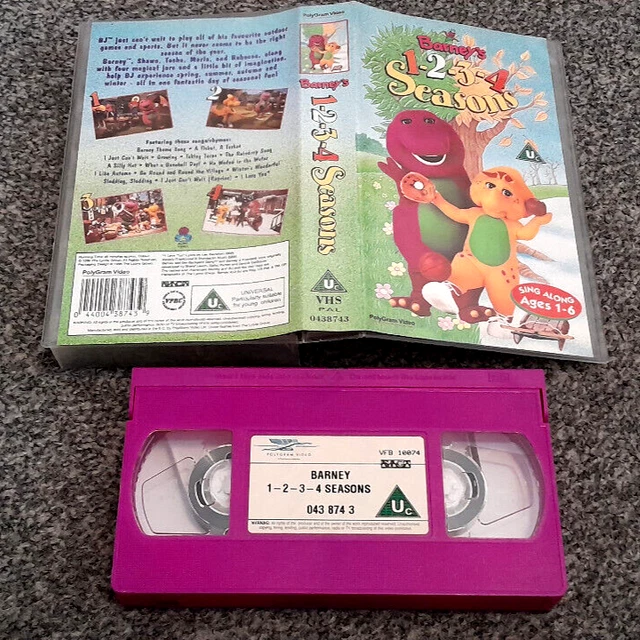 BARNEY THE DINOSAUR Barney 1-2-3-4 Seasons Purple Pal Vhs Video Kids ...