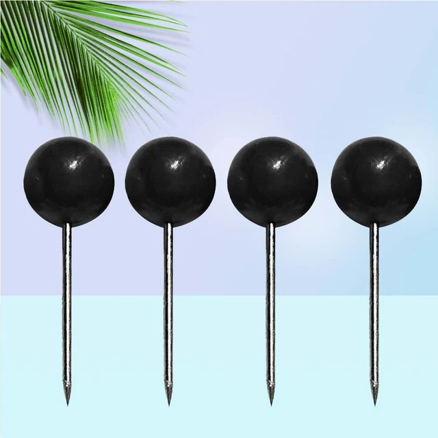 300 PCS BLACK Map Tacks Push Plastic Round Pearl Head with Steel Point ...