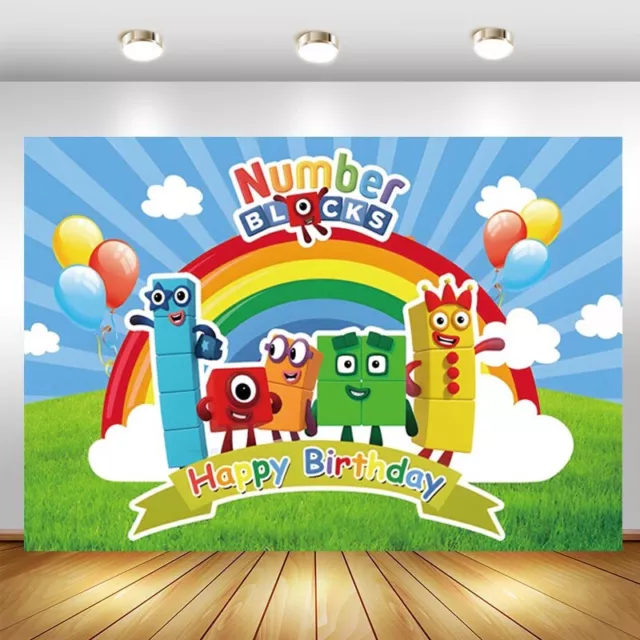 NUMBERBLOCKS BACKDROP BABY Shower Kids Birthday Party Photo Background ...