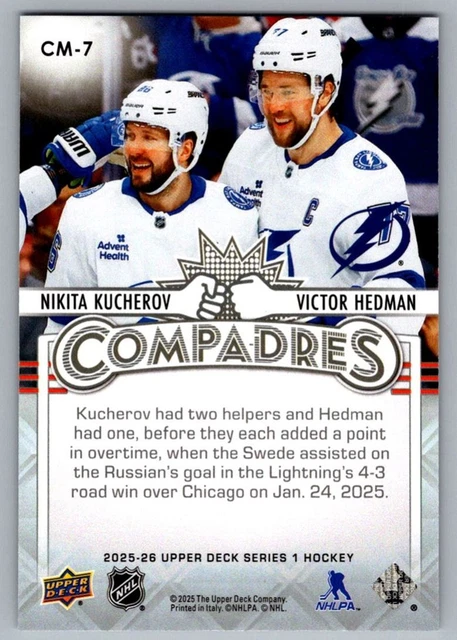 2025-26 UPPER DECK Compadres Nikita Kucherov / Victor Hedman Tampa Bay Lightning $6.00 - PicClick CA