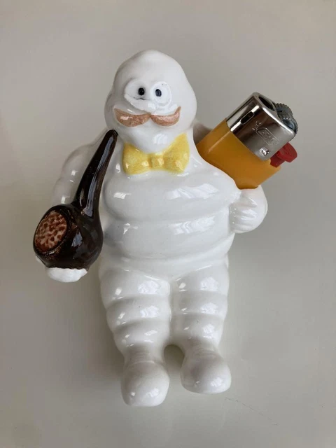 BIBENDUM LIGHTER HOLDER Pottery Figurine Michelin Man Sitting Pose ...