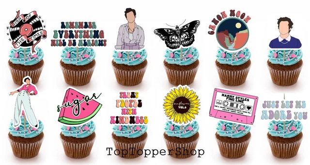 HARRY STYLES CUPCAKE Picks X 12 Toppers Birthday Party Cake Fine Line ...