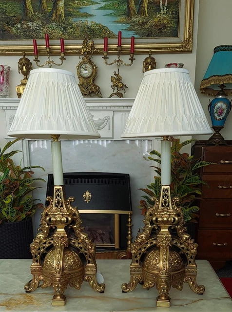 MOST BEAUTIFUL NEOCLASSICAL / Empire Antique Lamp Pair + Decorative ...