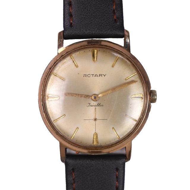 ROTARY WATCH INCABLOC Vintage Mechanical Wind Gold Plates With Stamps £ ...