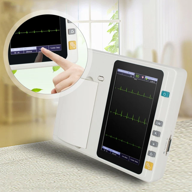 PORTABLE DIGITAL 3-CHANNEL 12-lead ECG/EKG Monitor Electrocardiograph ...