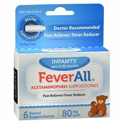 FEVERALL INFANTS ACETAMINOPHEN Suppositories 6 Rectal Suppositories ...