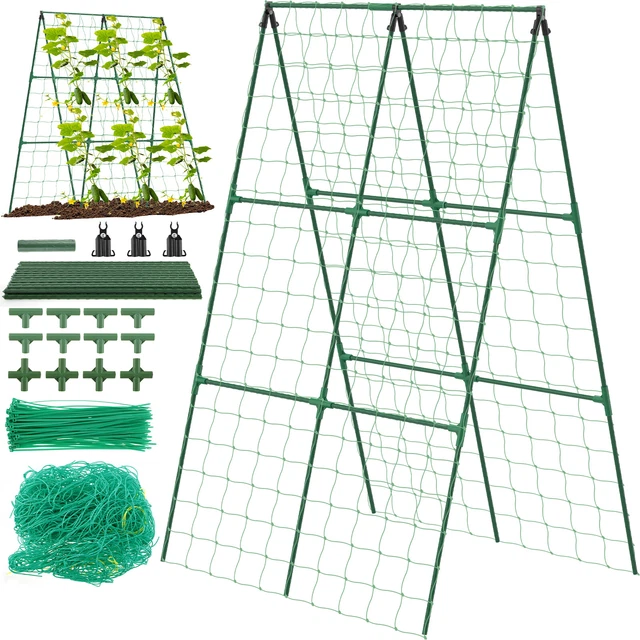 CUCUMBER TRELLIS FRAME Vegetable Mesh Garden Flower Plant Climbing Net ...
