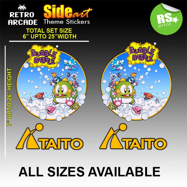 BUBBLE BOBBLE ARCADE Side Artwork Sticker Graphic,logos / Laminated All ...