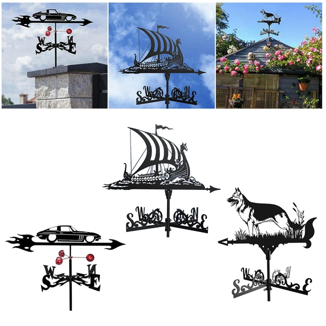 STAINLESS STEEL WEATHER Flag Wind Direction Indicator Yard Roof Garden ...