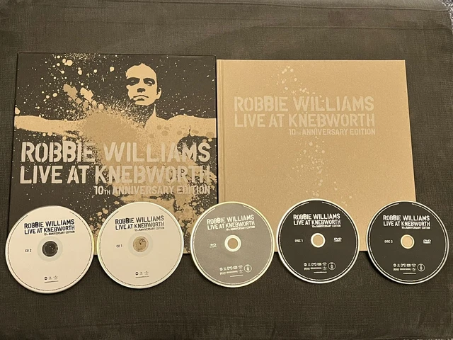 ROBBIE WILLIAMS KNEBWORTH 10Th Edn Rare Box Set 2 Cds 1 Blu-Ray & 2 ...