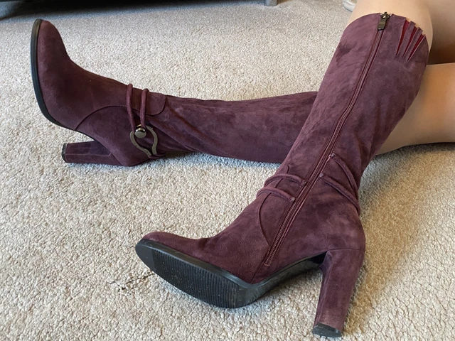 MODA IN PELLE burgundy suede Knee High Boots Size 6 EU 39 US 8 £16.13 ...