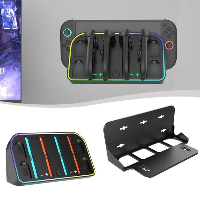 FOR NINTENDO SWITCH 2 Wall Mount with RGB Light and Game Storage Shelf ...