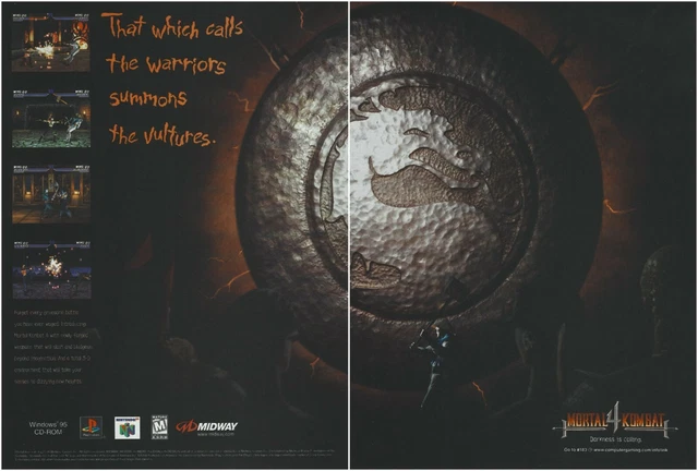 MORTAL KOMBAT 4 Print Ad/Poster Art Playstation PS1 N64 PC Big Box £14. ...
