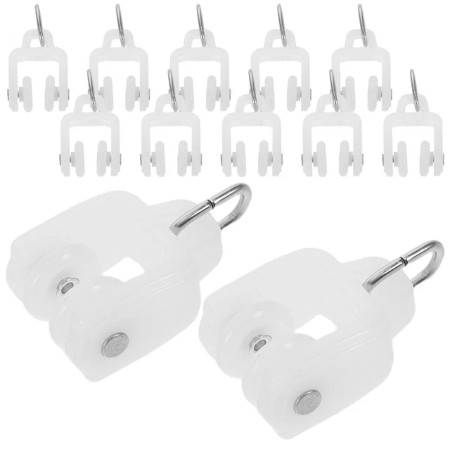 100 PCS DUAL Wheel Roller System Curtain Track Hooks Glider Ceiling ...