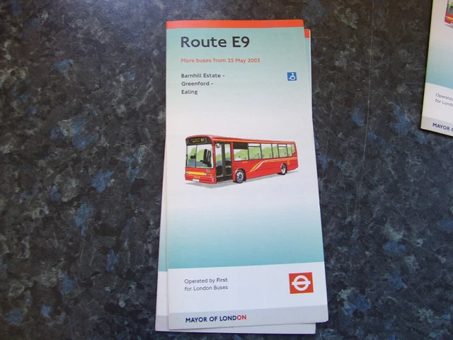 FIRST LONDON BUSES Bus Timetable-Route E1-May 2002-Used Con £0.99 ...