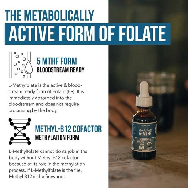 L-METHYL FOLATE 5-MTHF Drops 1000 Mcg - Liquid Vitamins Folate ...