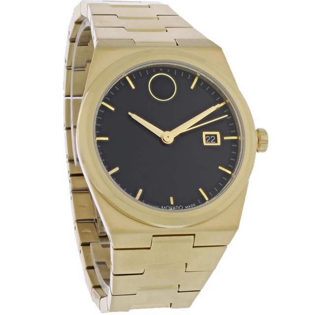 MOVADO BOLD QUEST Series Mens Gold Tone Stainless Steel Quartz Watch ...