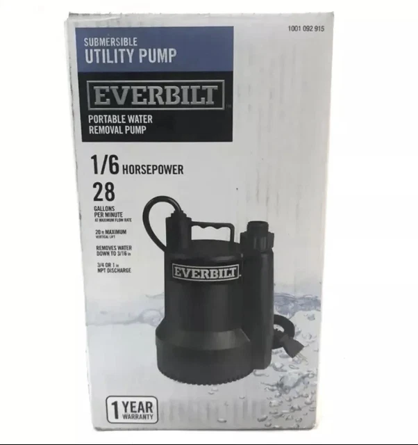 EVERBILT SUP54-HD 1/6HP Plastic Submersible Utility Pump £68.68 ...