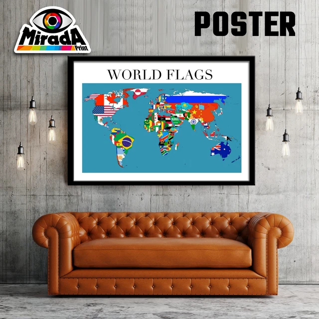 CARTELES MAPA MUNDO Mapa Geografico World Flags Bandera Banderas Mapa ...