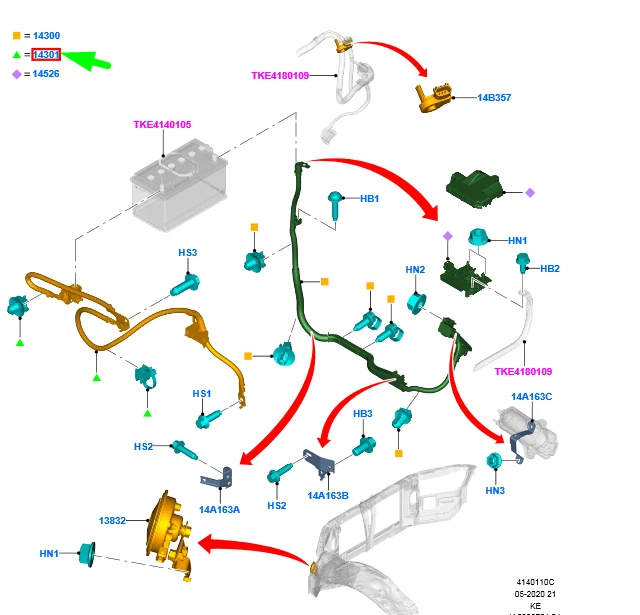 FORD RANGER T6 MK1 Battery To Earth Cable Assy 1920470 AB39-14301-DH ...