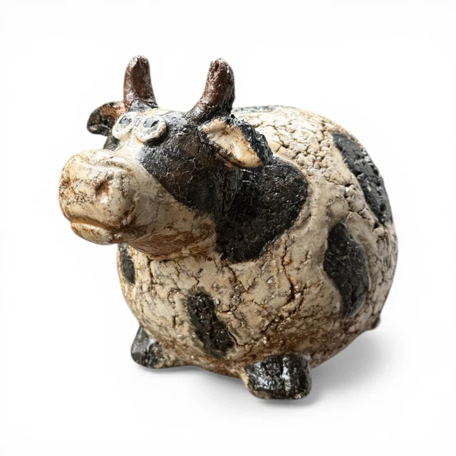 ATHEZZA – VACHE en Céramique Craquelée – 19,5 cm – Vintage - Signée EUR ...