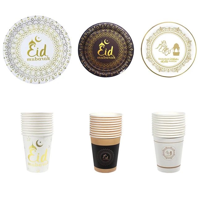 MUSLIM ISLAMIC DIY Paper Cup Paper Plate Disposable Tableware EID ...