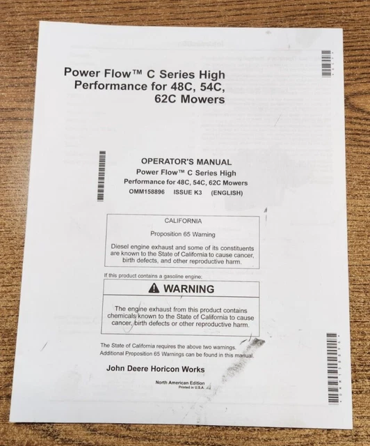 JOHN DEERE POWER Flow C Series For 48C, 54C, & 62C Mowers Operator's ...