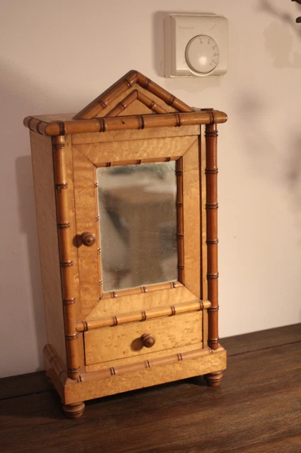 ANCIENNE ARMOIRE DE poupée en bois bambou marron clair EUR 40,00 - PicClick FR