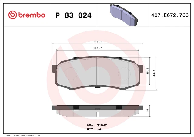BRAKE PAD SET DISC BRAKE P 83 024 FOR MITSUBISHI PAJERO/CLASSIC/SHOGUN ...