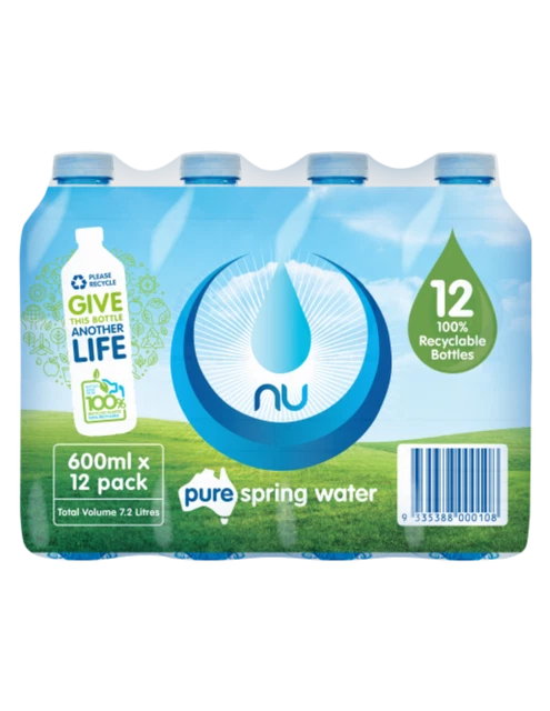 NU PURE SPRING Water 12 Pack 600ml x 1 $10.95 - PicClick AU